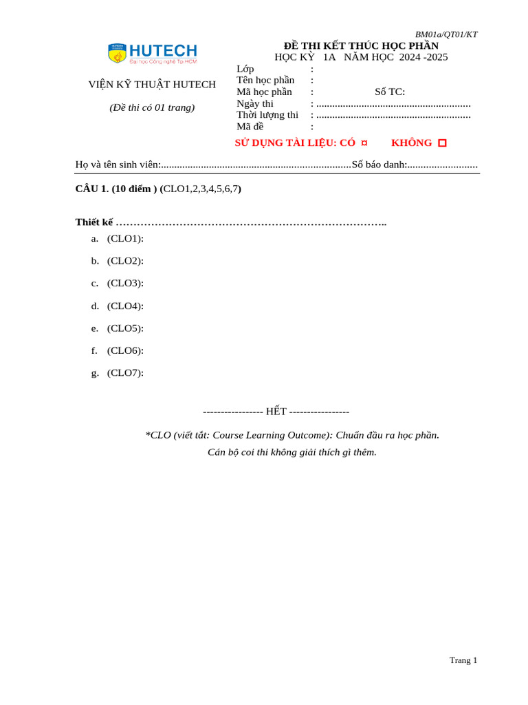 De Thi Mau VDK | PDF