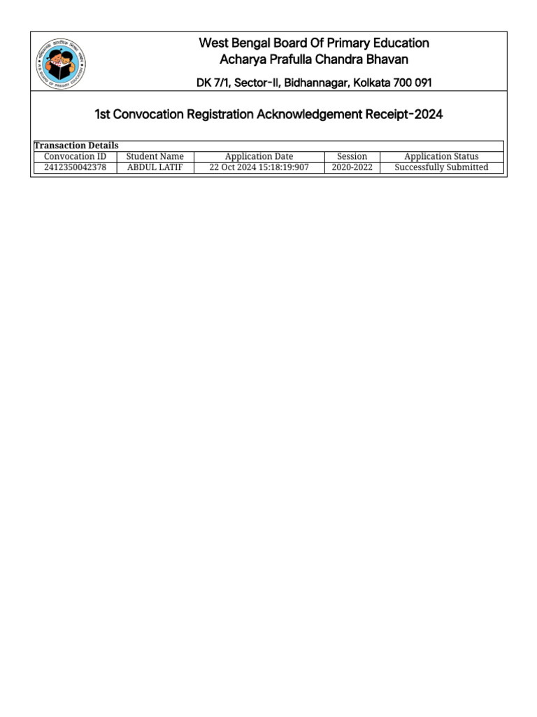 Primary Education Convocation Receipt | PDF