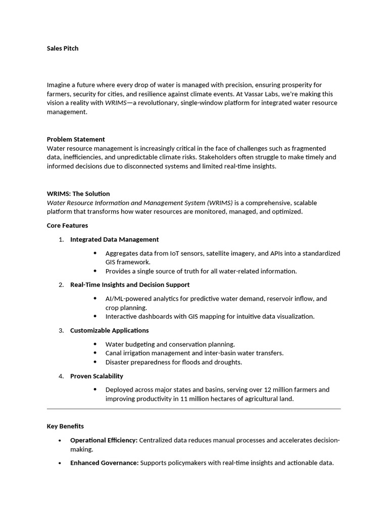 Sales Pitch | PDF | Water Resources | Agriculture