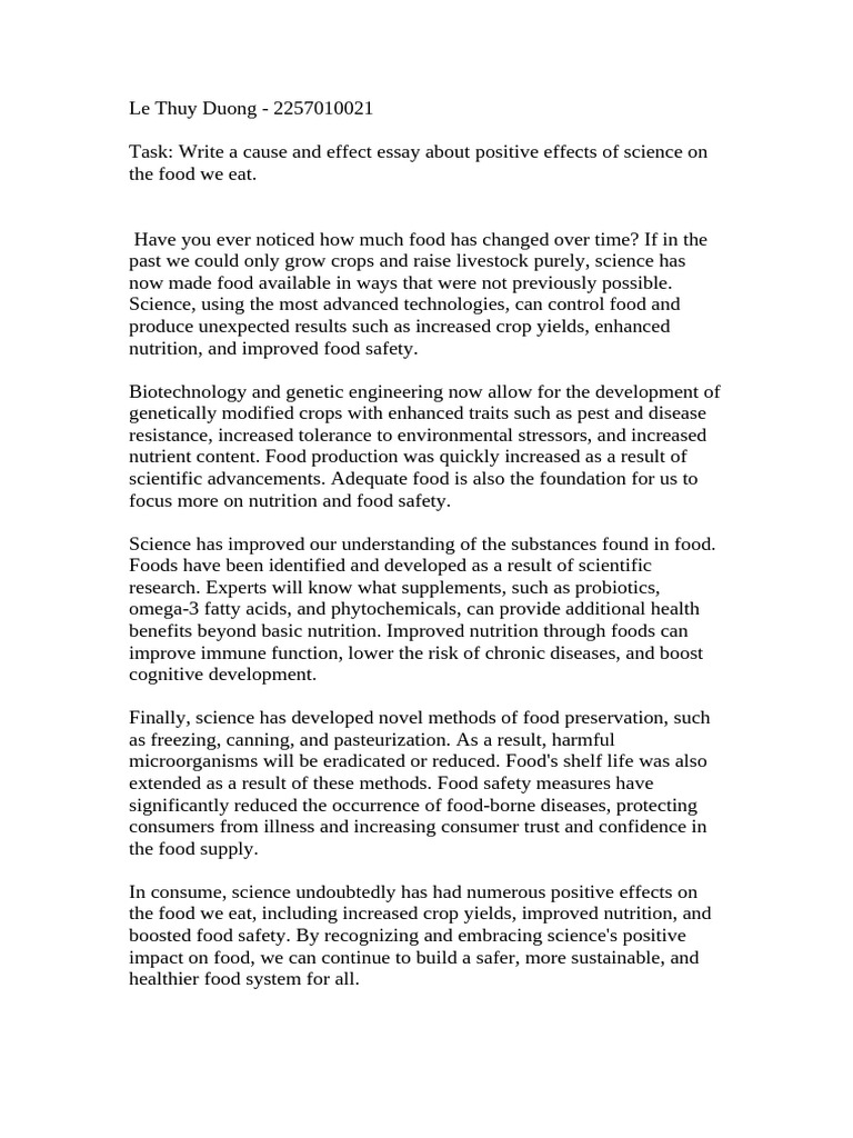 Positive Effects of Science On Food | PDF