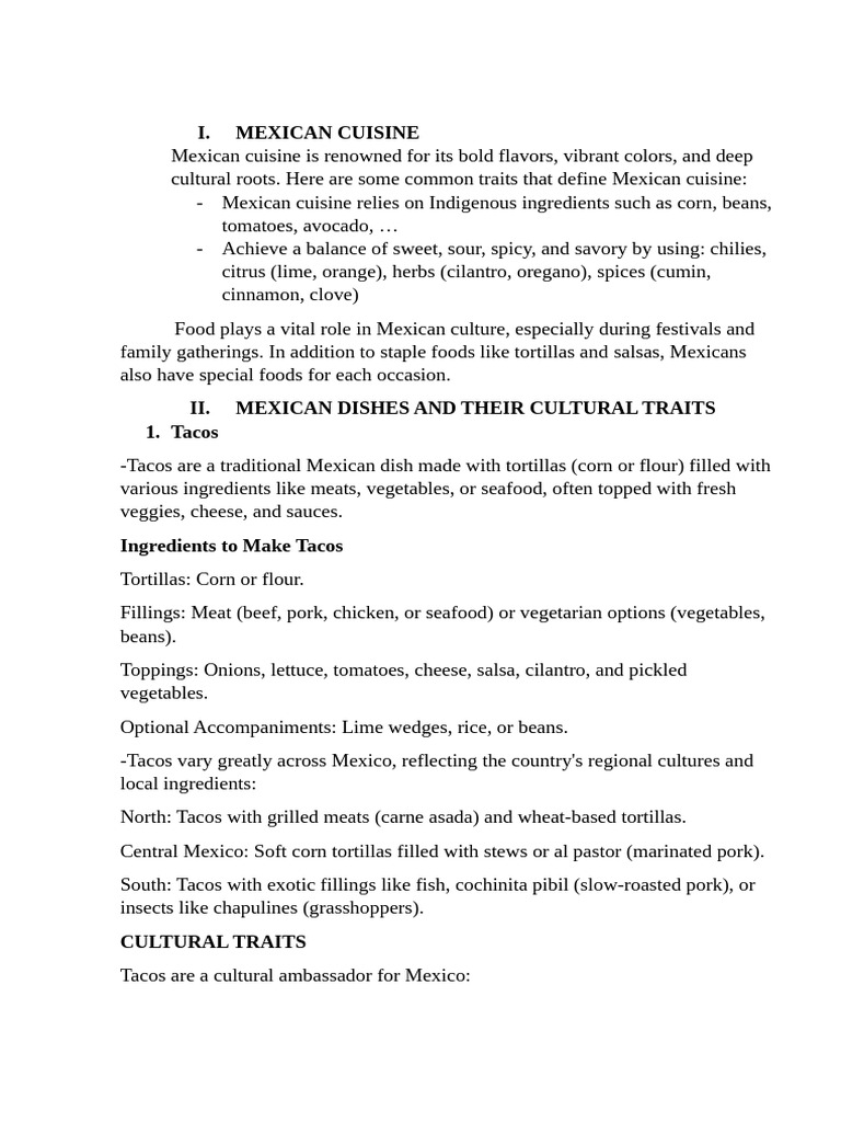 Mexican Food: Culture & Traditions | PDF | Mexican Cuisine | Taco