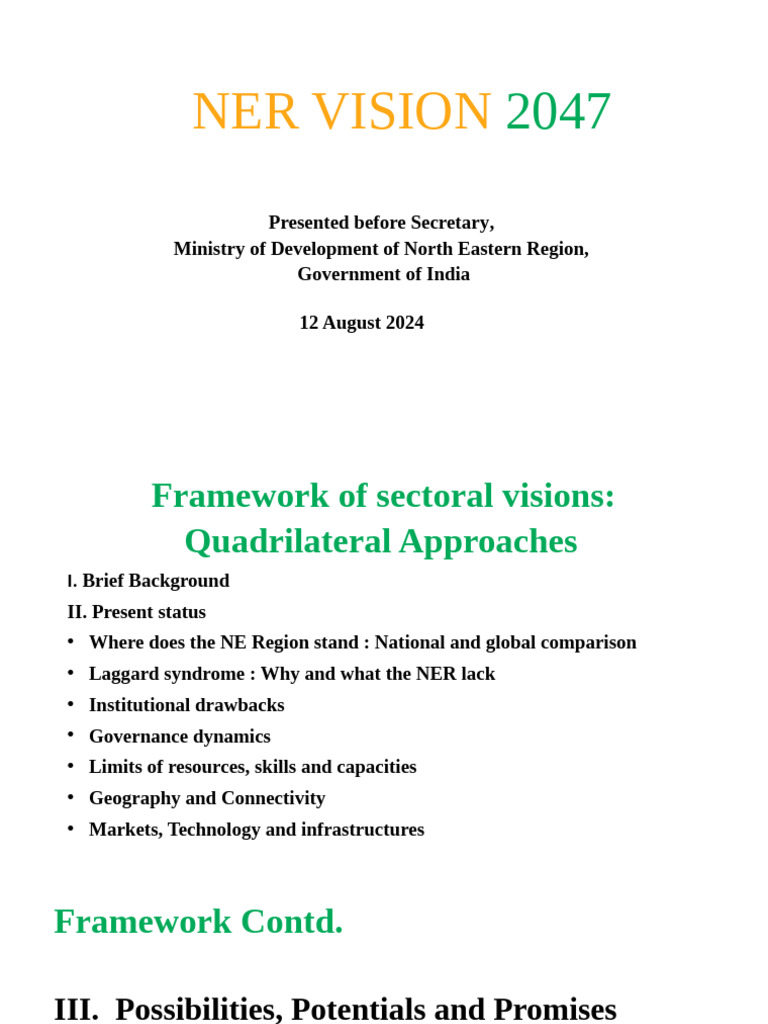 NER Vision 2047: Strategic Framework | PDF