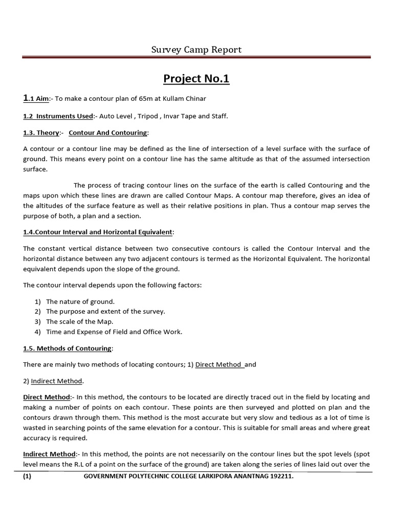 Contour Survey Camp Report Analysis | PDF | Contour Line | Surveying