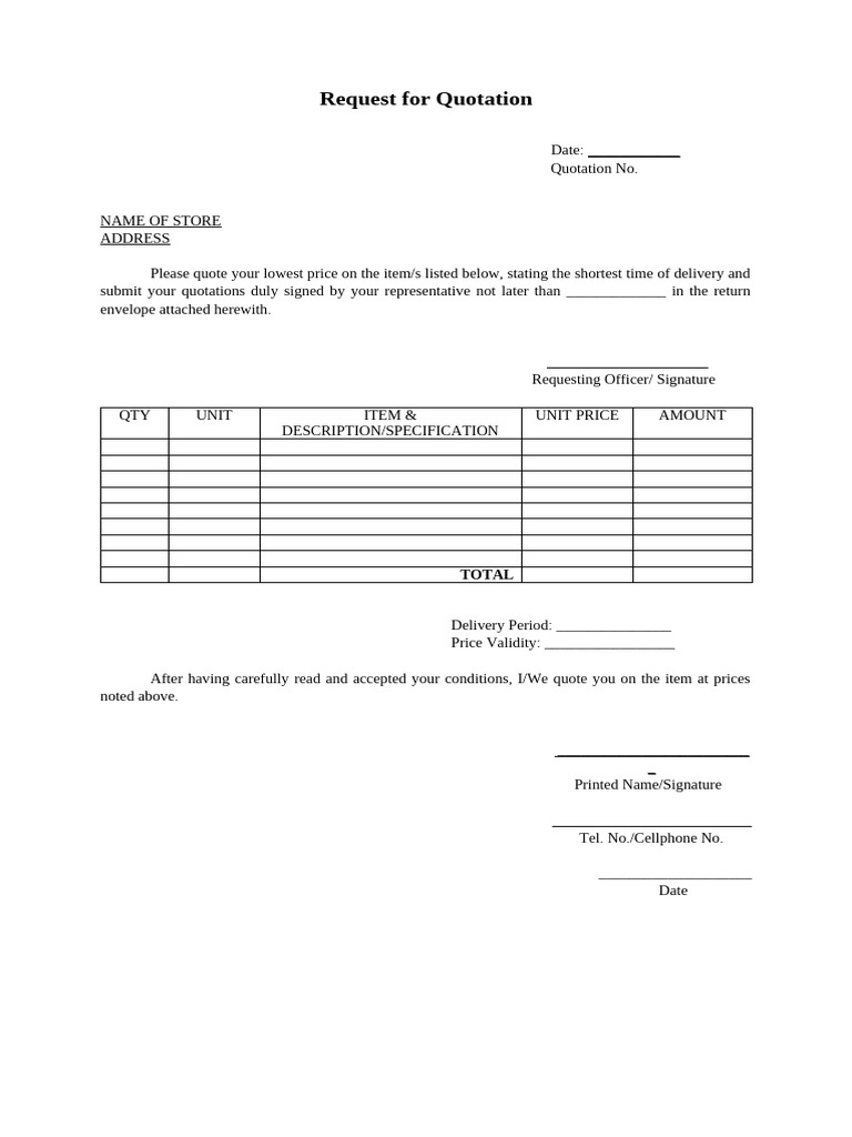 Request For Quotation | PDF