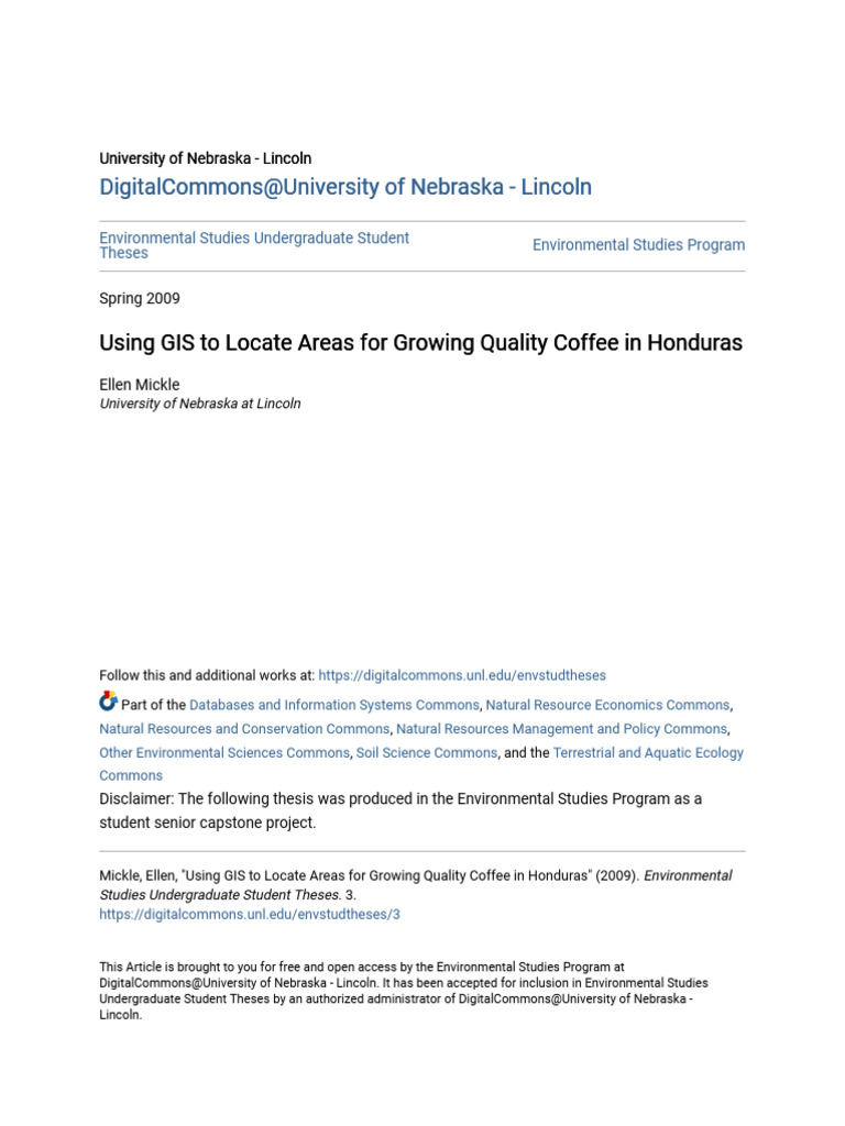 Using GIS To Locate Areas For Growing Quality Coffee in Honduras | PDF ...