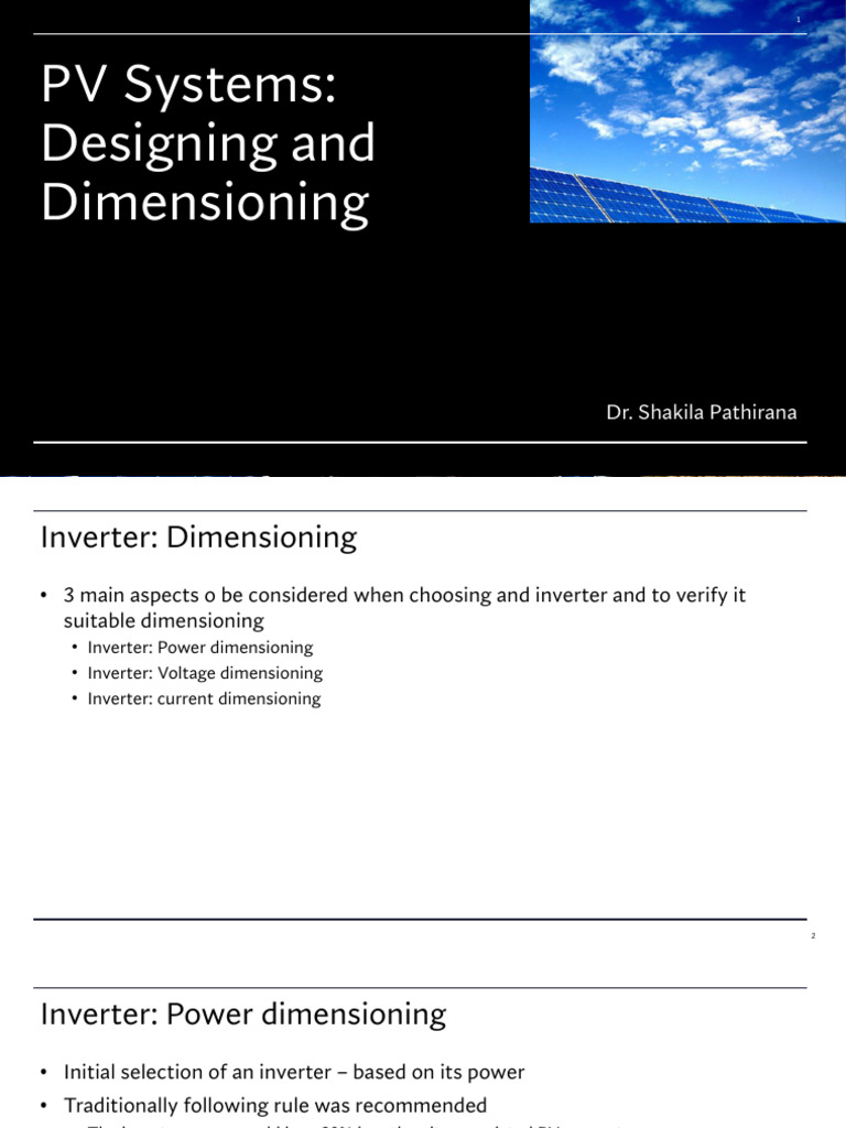 Lecture 7.1 PV System Design II | PDF | Photovoltaic System | Photovoltaics