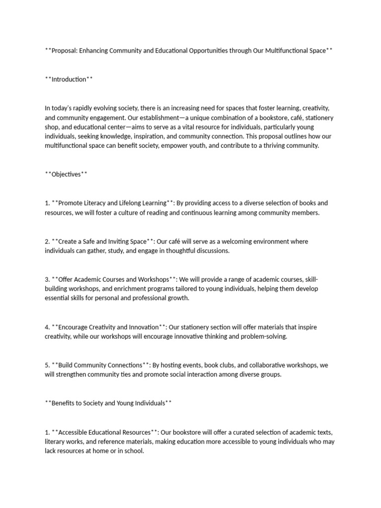 Proposal | PDF | Creativity | Community