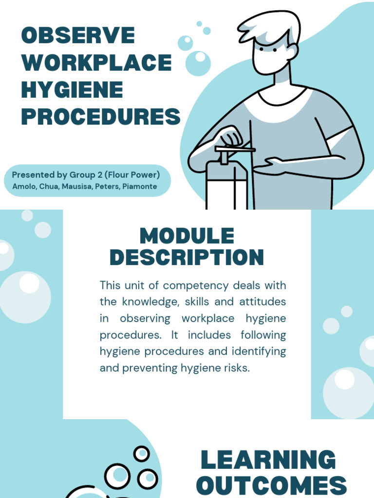 Group 2 Observe Workplace Hygiene Procedures | PDF | Hygiene | Hazards