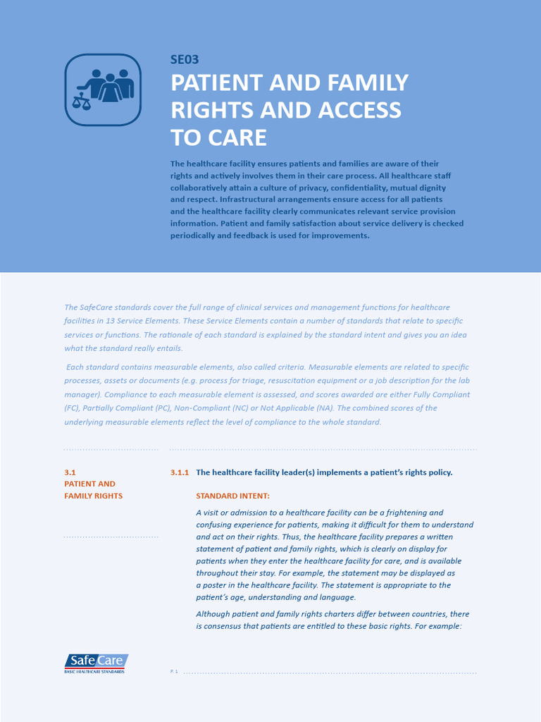 SE03 - Patient and Family Rights and Access To Care | PDF | Health Care | Informed Consent