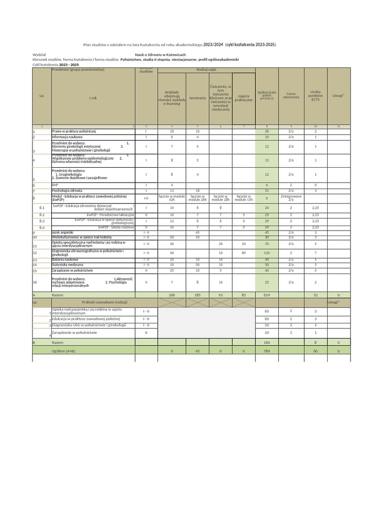 Plan Studiow POUN Niestacjonarne 3 | PDF