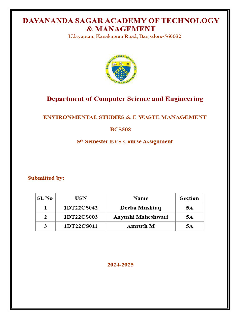 Evs Case Study_merged | PDF | Eutrophication | Water Pollution