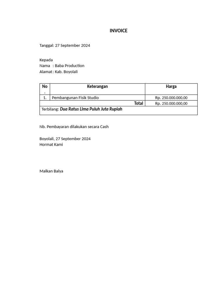 Invoice Cash | PDF