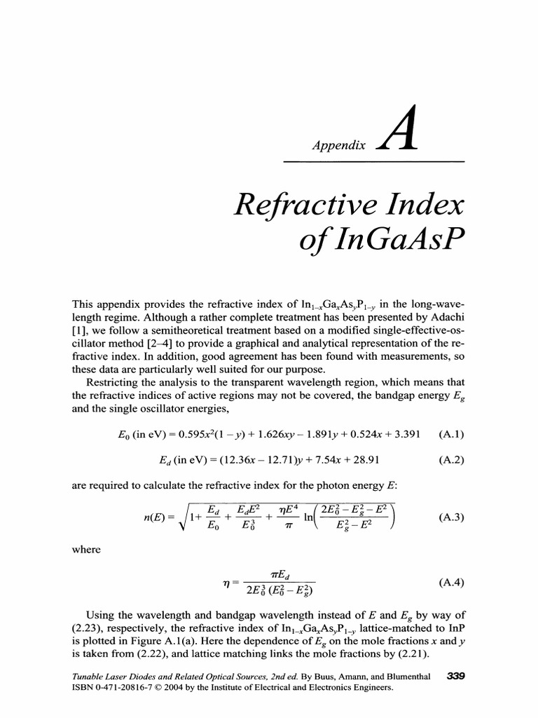 InGaAsP Refractive Index Data | PDF | Refractive Index | Band Gap