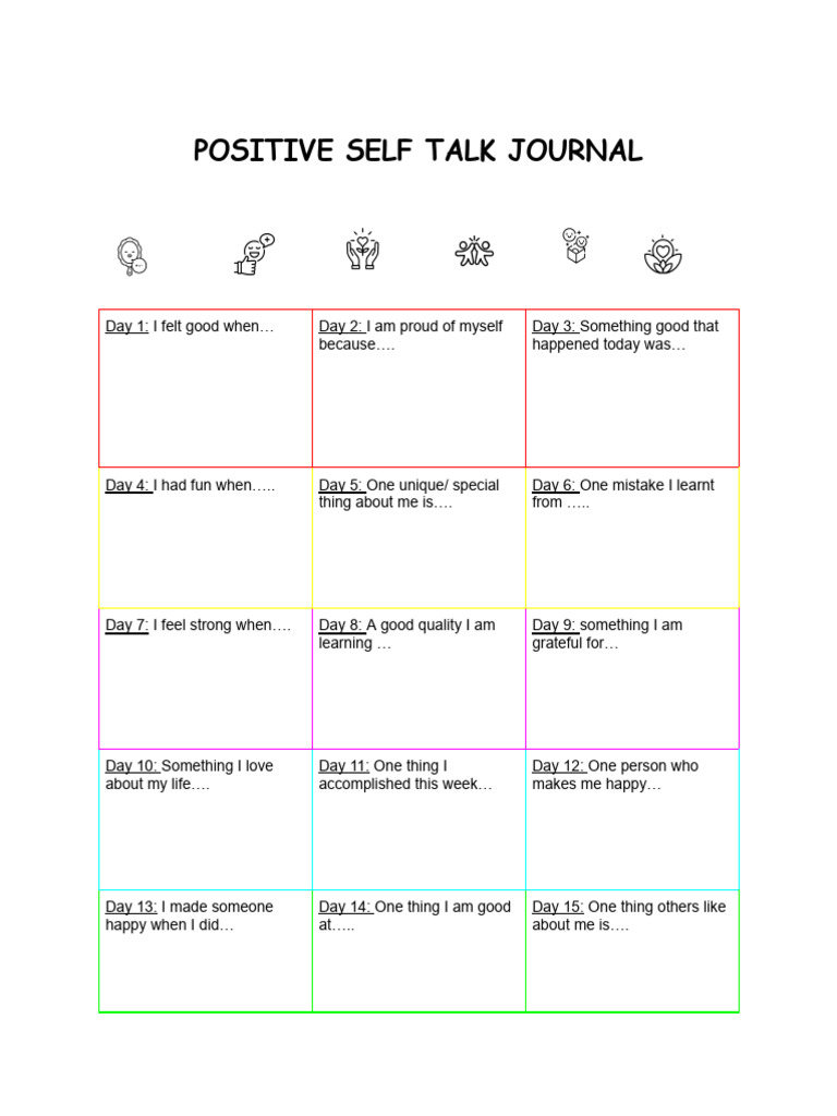 Positive Self-Talk Journal Guide | PDF