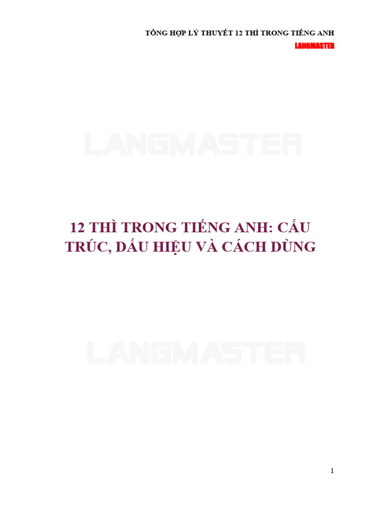 LANGMASTER - 12 THÌ TIẾNG ANH | PDF