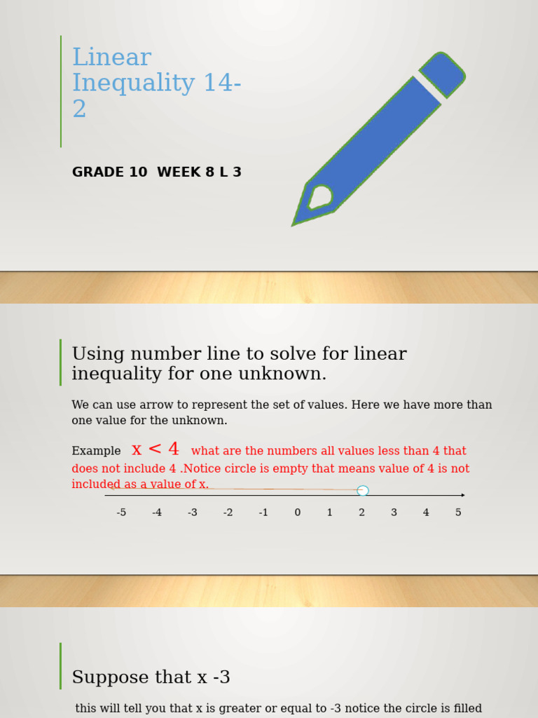 Grade 10 Linear Inequality CH 14-2 W8 L3 | PDF