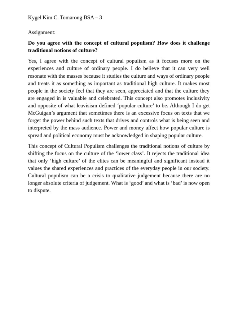 Assignment Populism | PDF