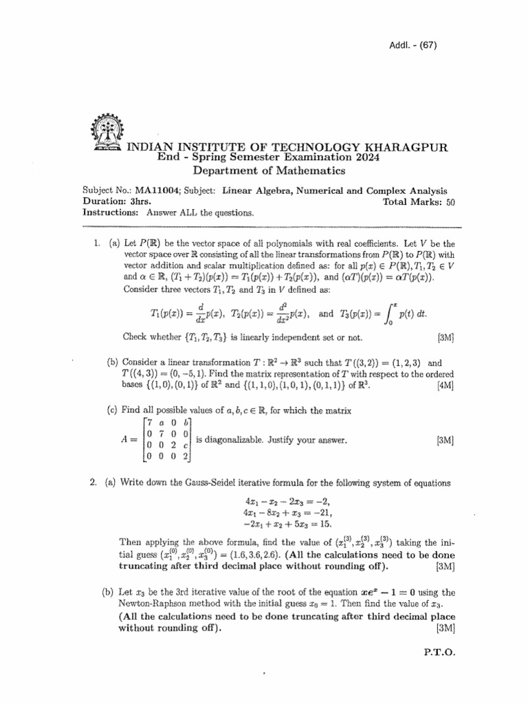 MA11004_Linear_Algebra_Numerical_and_coml_Analysis_ES_2024 | PDF