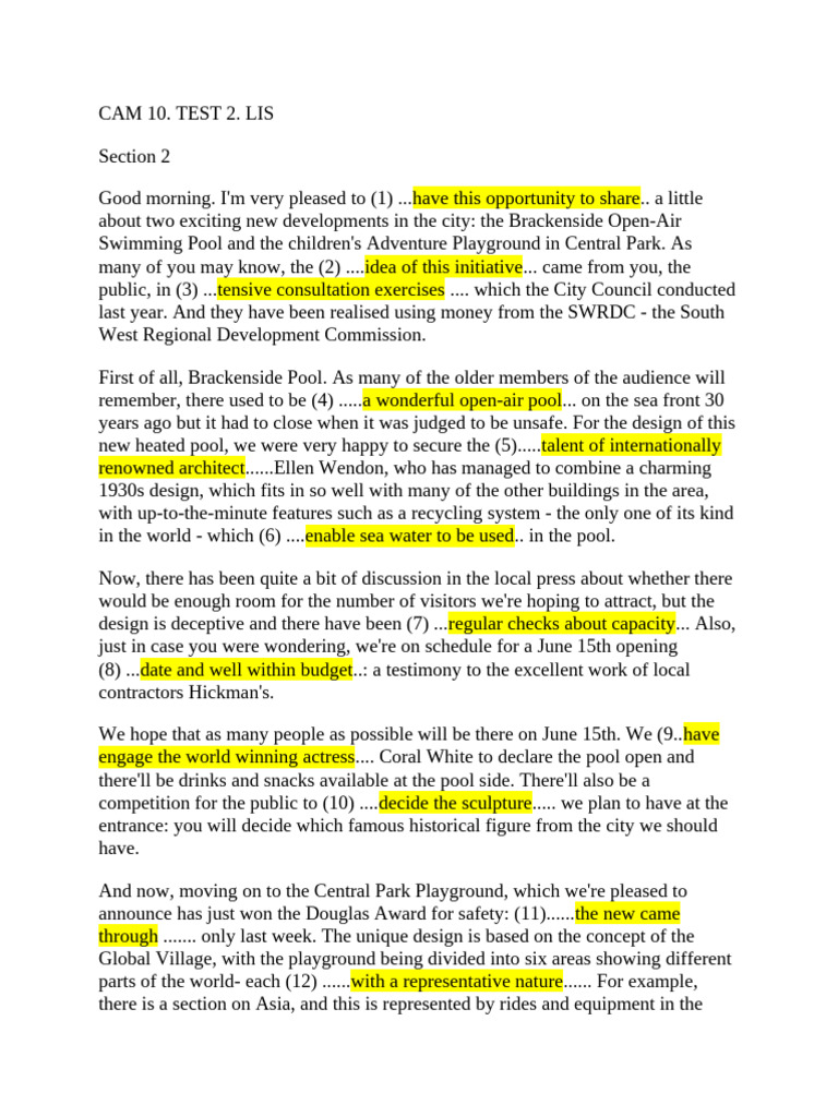 Cam 10.Lis.2.2.Dictation. Hs 2 | PDF