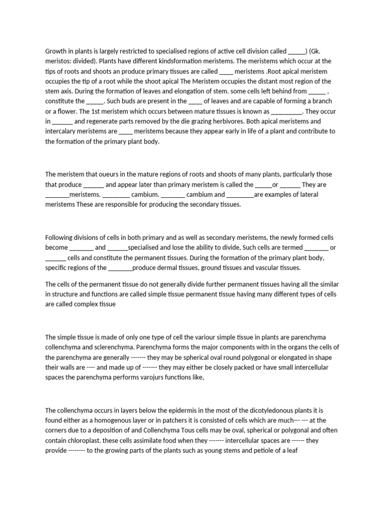 Growth in plant-WPS Office | PDF | Tissue (Biology) | Botany