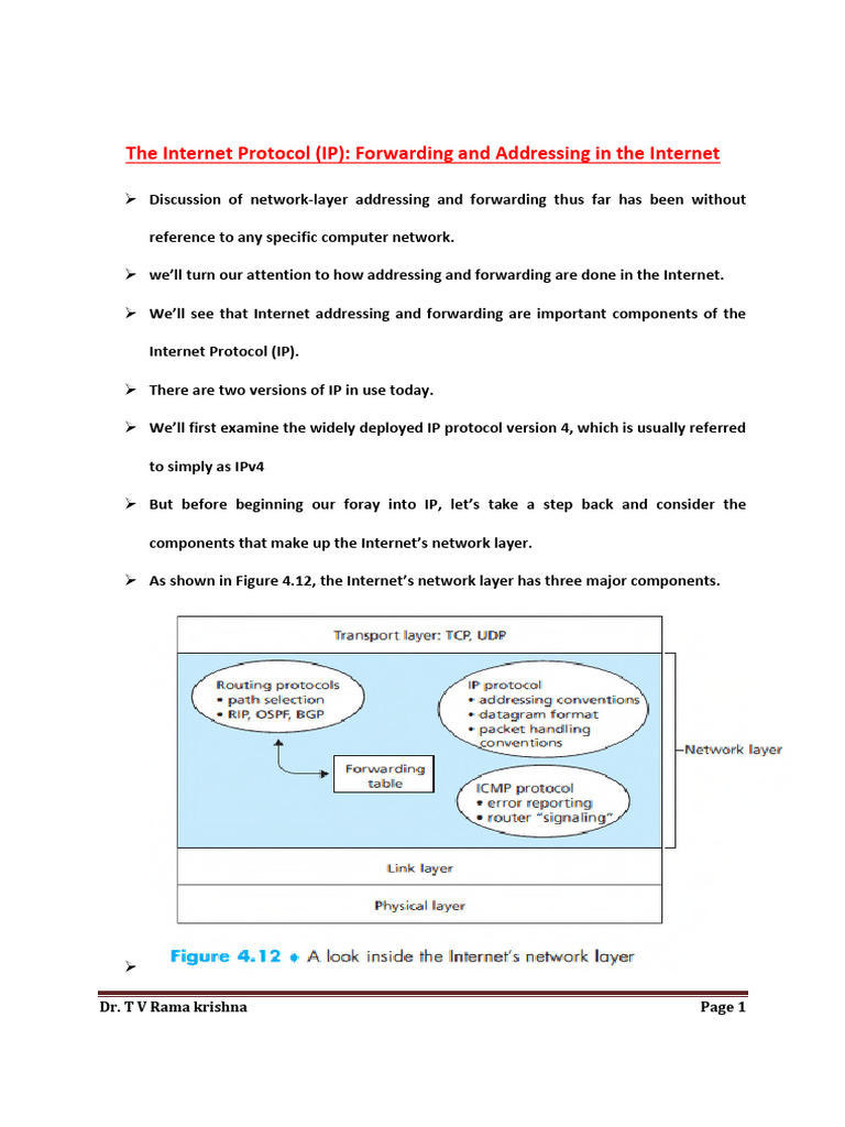 The Internet Protocol - IP - Forwarding and Addressing in The Internet ...
