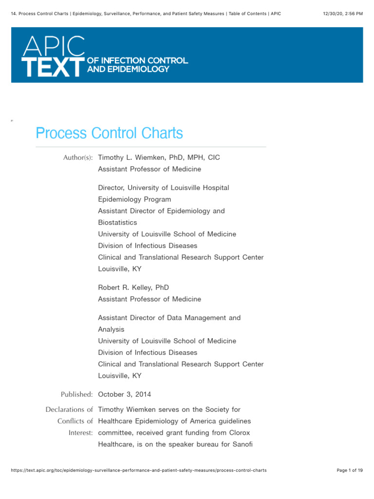 14 Process Control Charts Epidemiology Surveillance Performance And Patient Safety
