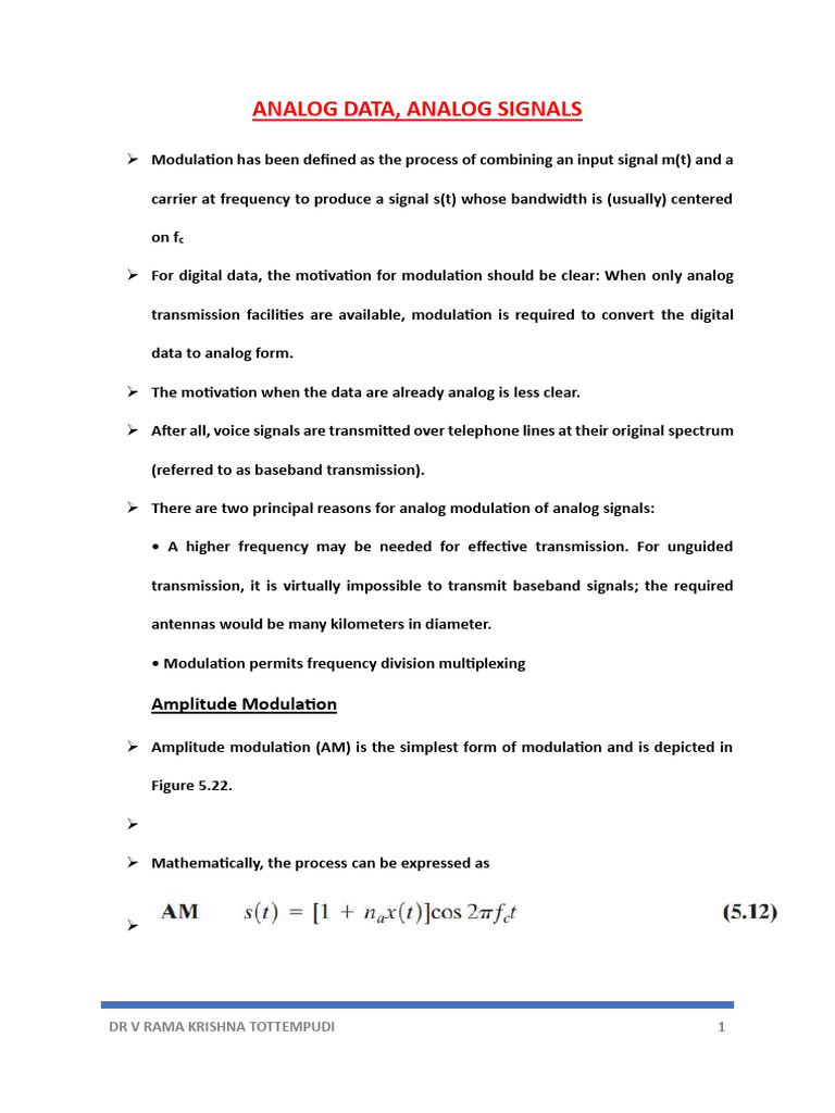 Analog Data, Analog Signals - 298 | PDF | Modulation | Amateur Radio