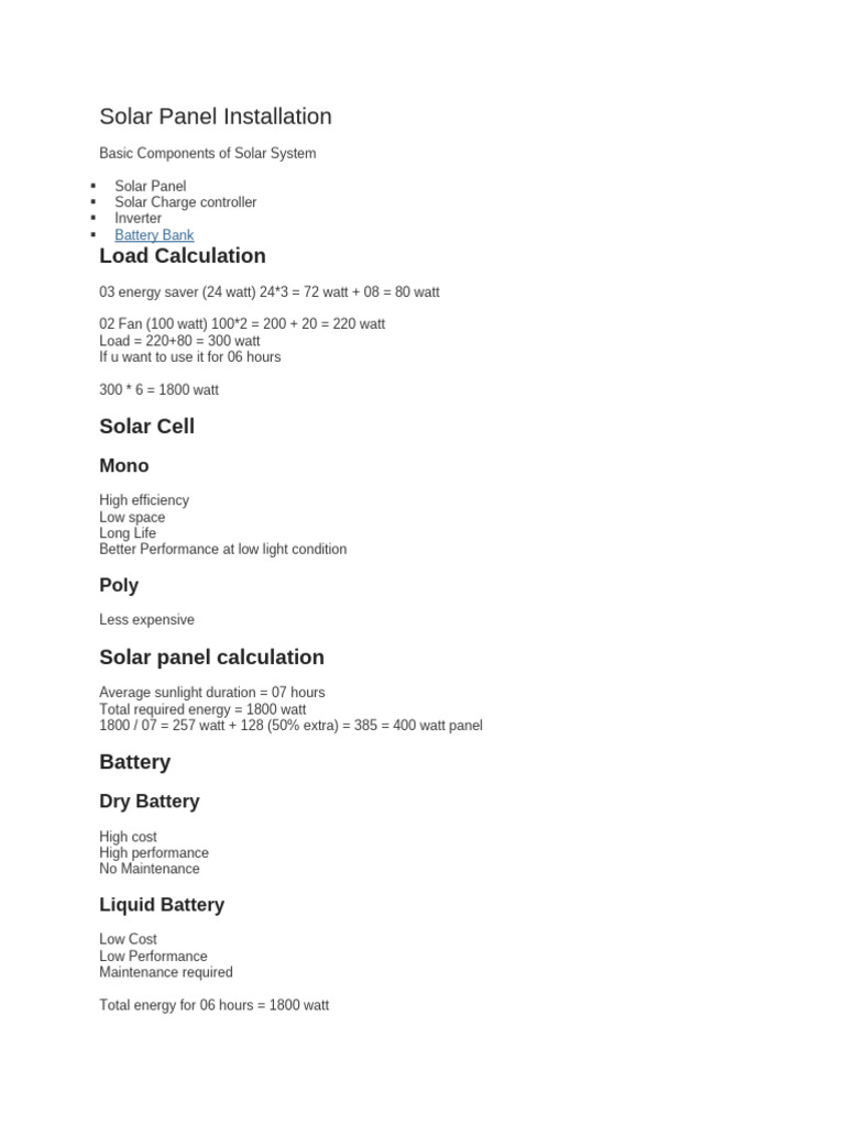 Solar Panel Installation | PDF