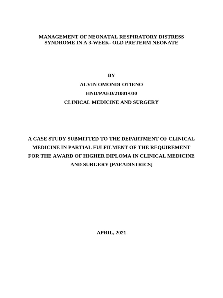 Neonatal RDS Case Study | PDF | Preterm Birth | Respiratory Diseases