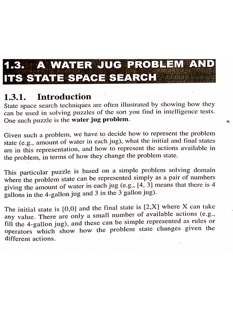 Ai Unit 1water Jug Problem | PDF