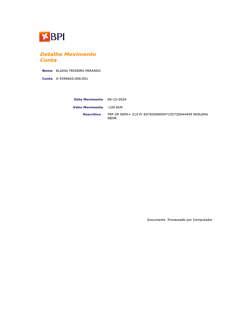 Comprovativo Movimento | PDF