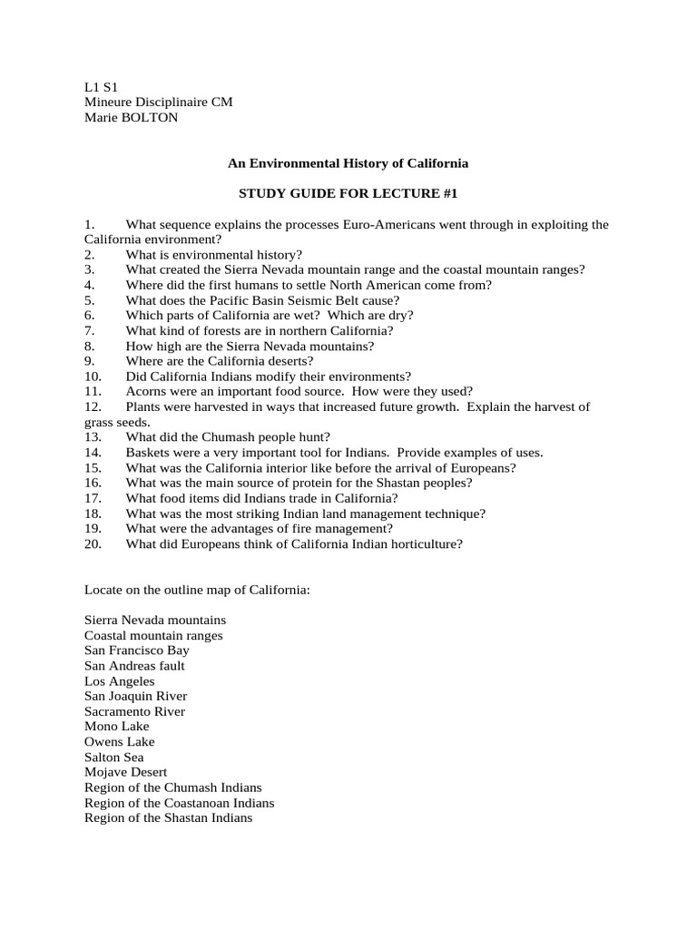 Lecture #1 Study Guide | PDF