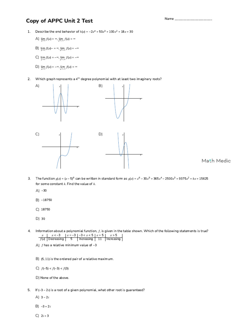 unit 2 test (1) | PDF | Applied Mathematics | Mathematical Relations