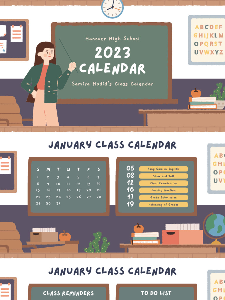 Colorful Cute Classroom 2023 Class Calendar Presentation | PDF
