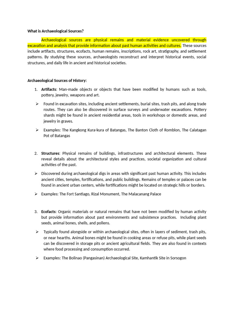 Archaeological Sources Definition | PDF | Archaeology