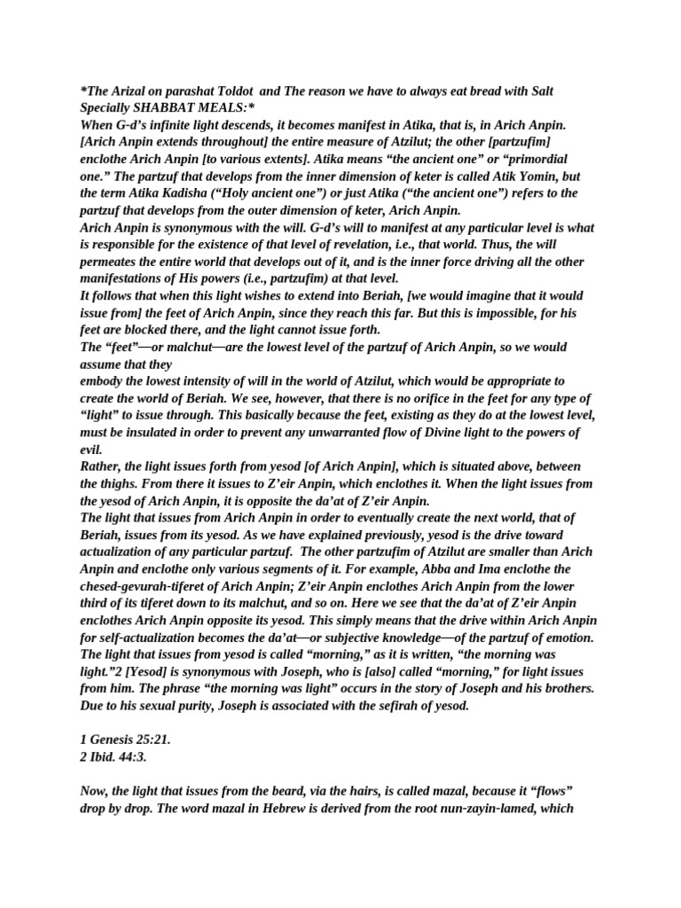 The Arizal On Parashat Toldot and Parashat Vayeitzei Secret of Letters ...