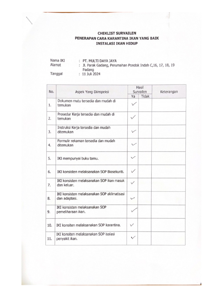 Cheklist Survailen | PDF