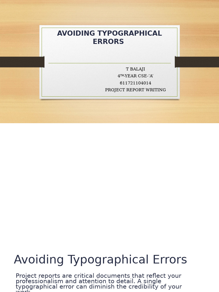 Avoiding Typographical Errors in Project Report Writing | PDF ...