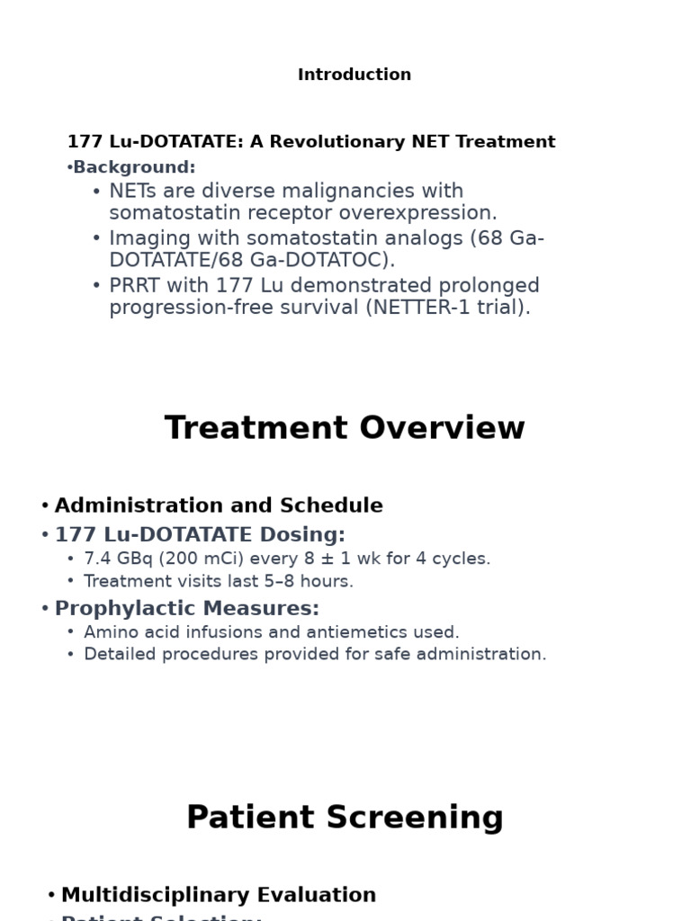 177 Lu-DOTATATE for NET Treatment Guide | PDF | Radiation Therapy ...