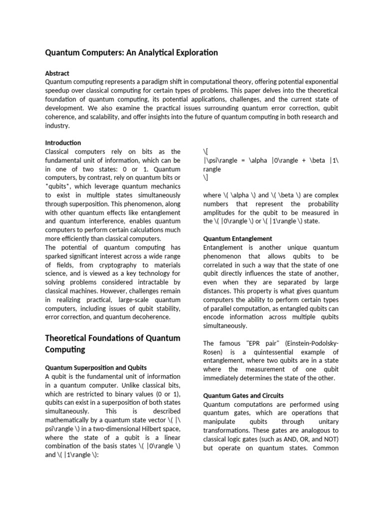 Quantum Computers | PDF | Quantum Computing | Physics Quantum Computers | PDF | Quantum Computing | Physics