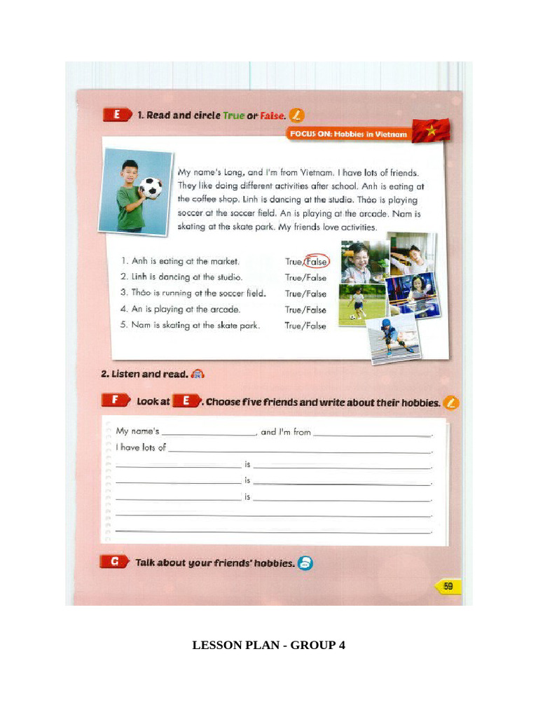 Grade 4 English Activities Lesson | PDF | Reading Comprehension | Cognition