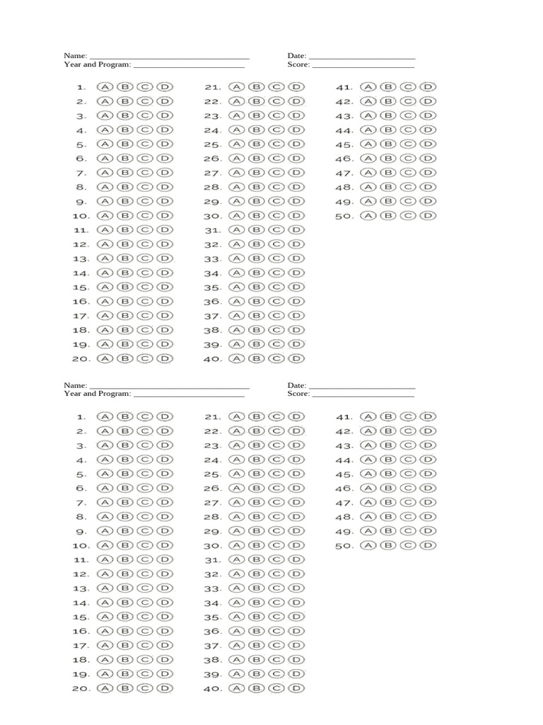 Plain Answer Sheet | PDF