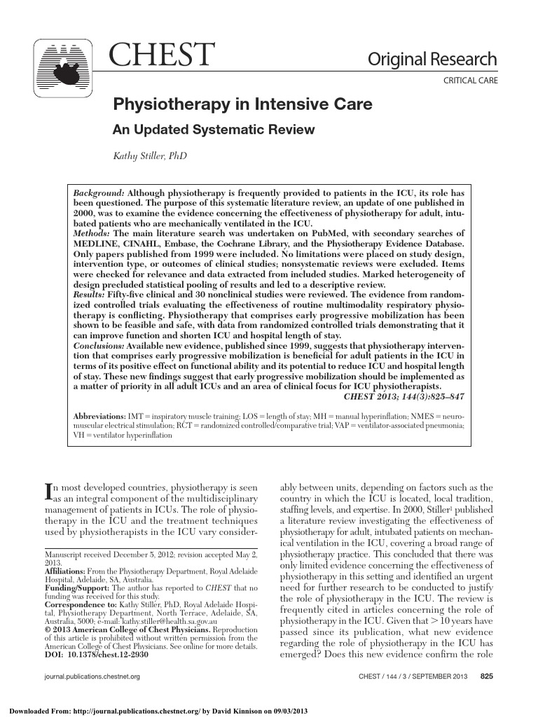 Physiotherapy Effectiveness in ICU | PDF | Physical Therapy | Intensive ...