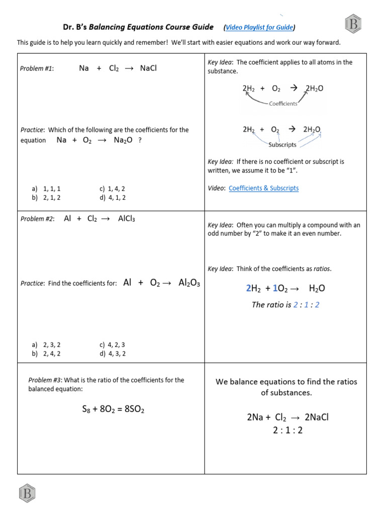 Balancing-Equations-Course-Guide | PDF | Chemical Reactions | Chemical ...