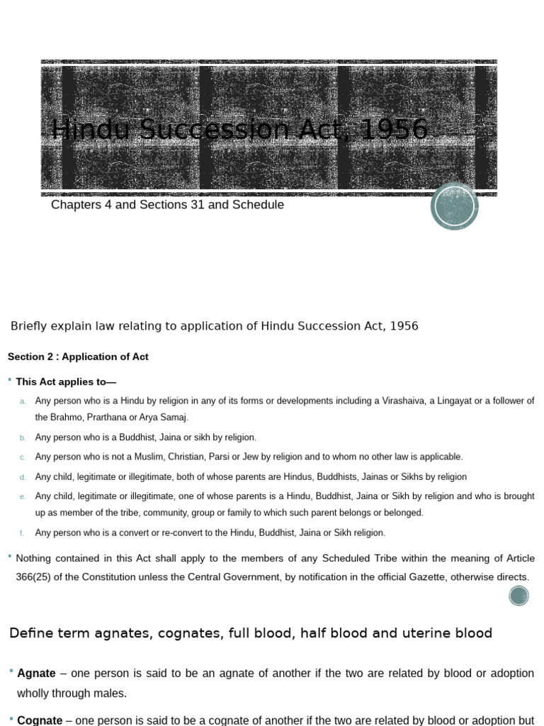 Hindu Succession Act Overview | PDF | Inheritance | Intestacy