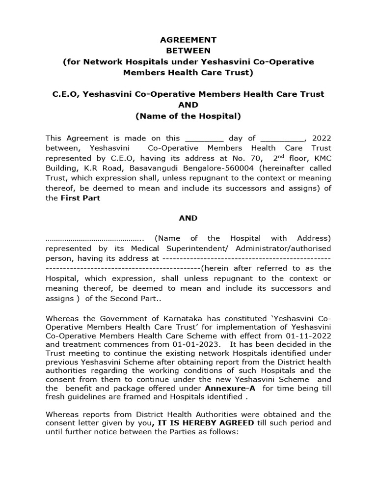 Hospital Agreement | PDF | Indemnity | Arbitration
