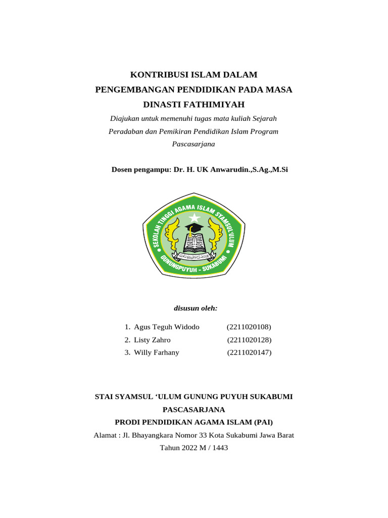 KONTRIBUSI ISLAM DALAM PENGEMBANGAN PENDIDIKAN PADA MASA DINASTI FATHIMIYAH Ok | PDF