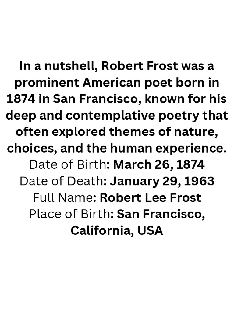 Robert Frost: Poet of Nature and Choice | PDF