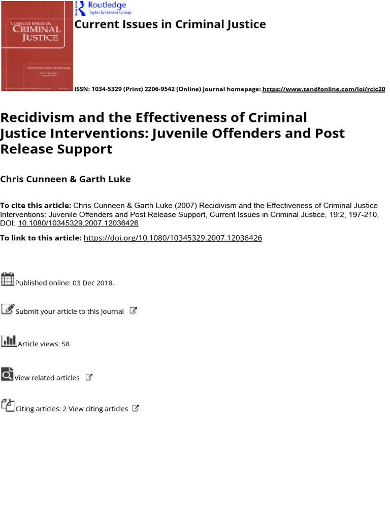 Recidivism and The Effectiveness of Criminal Justice Intervention | PDF ...