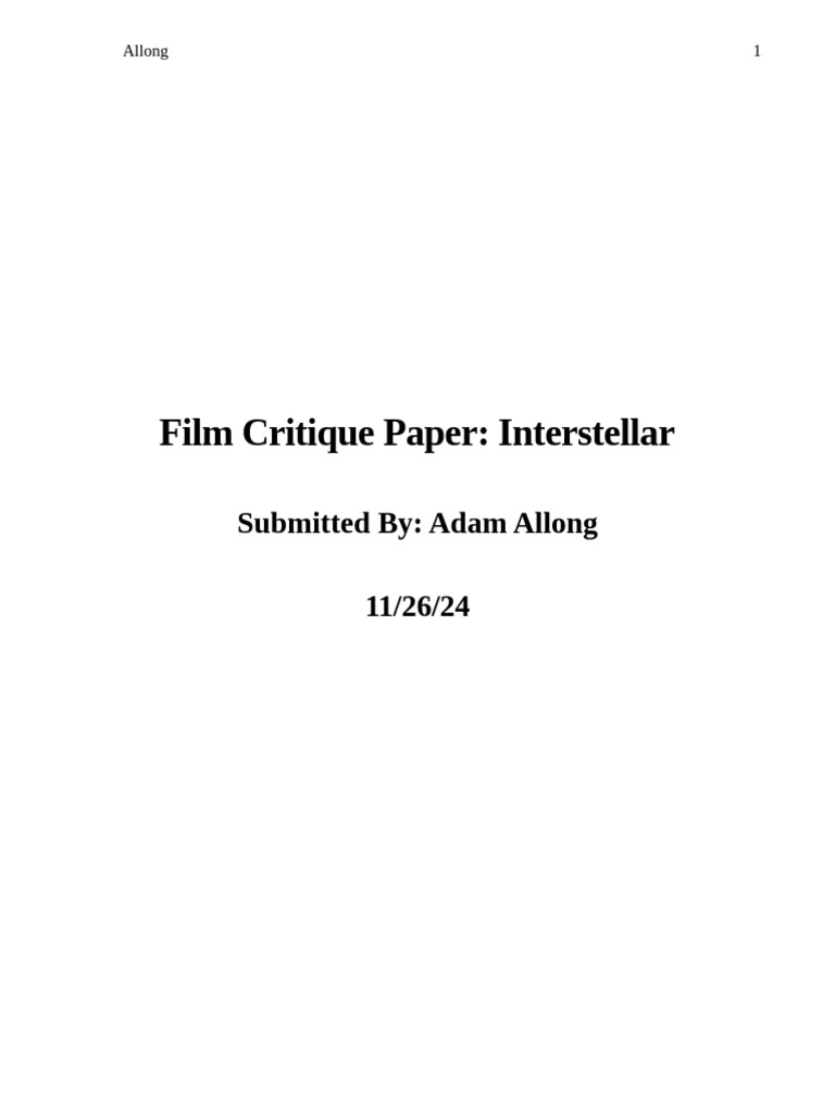 Interstellar Film Critique Analysis | PDF